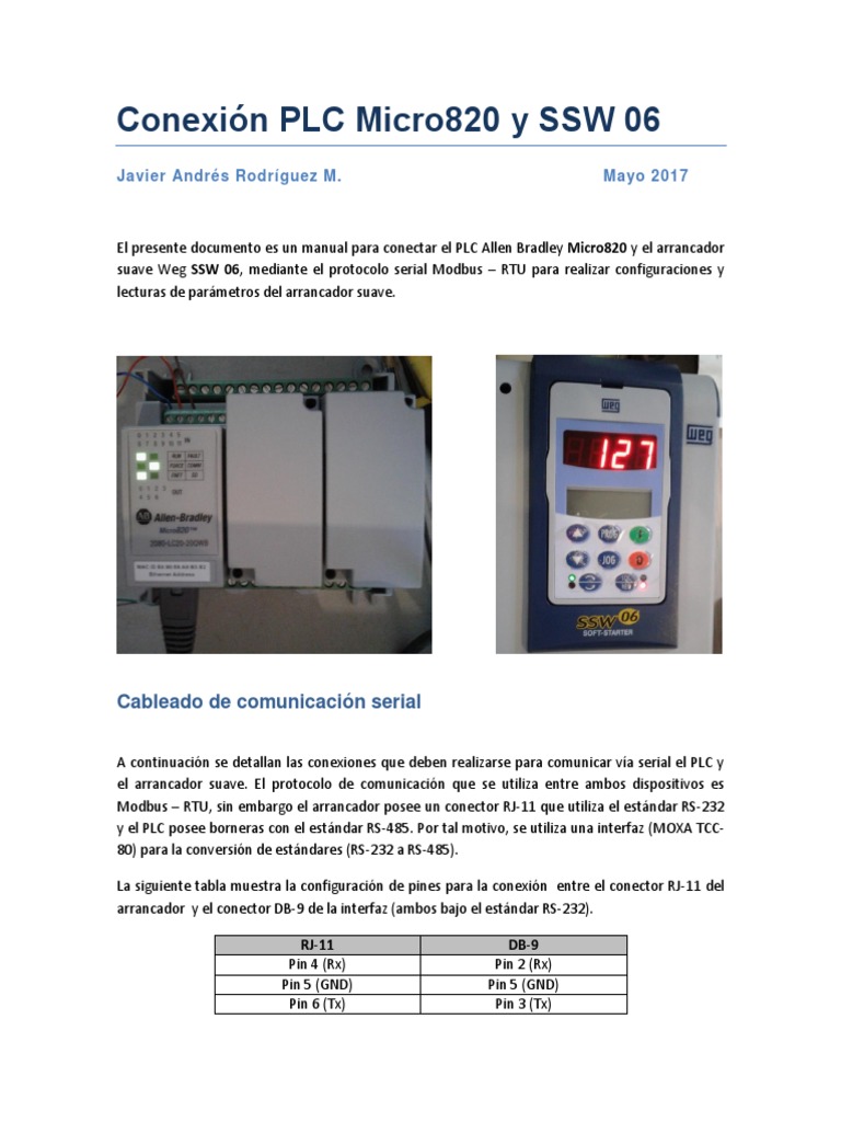 Manual Micro820 & WegSSW06 PDF | PDF | Protocolos de internet | Ingeniería Informática
