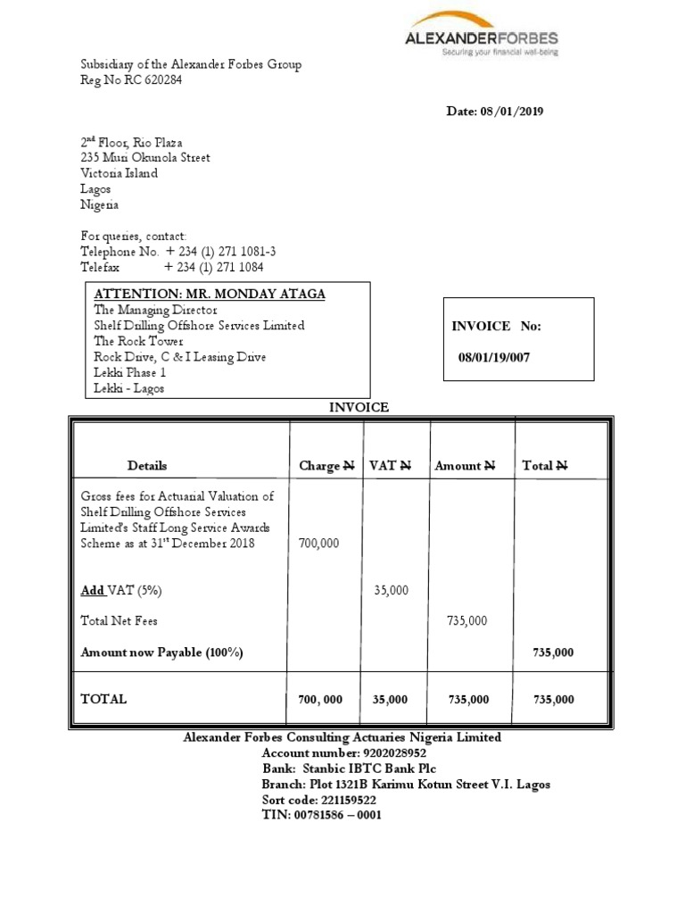 Shelf Drilling Invoice - 100% | PDF