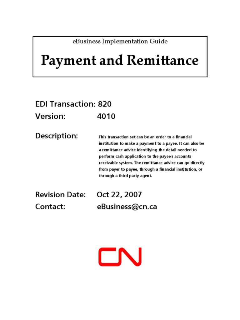 EDI 820 Guide en PDF | PDF | Electronic Data Interchange | Payments