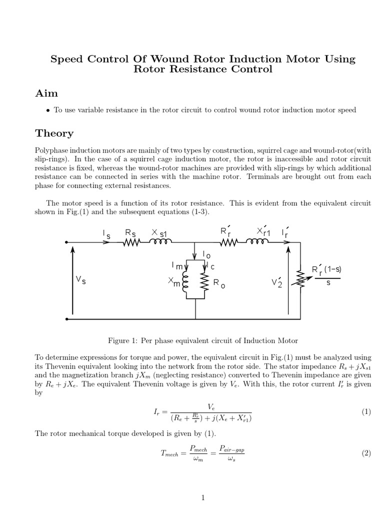 Speed Control of Wound Rotor Induction Motor Using Rotor Resistance ...