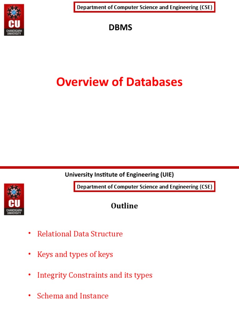 Overview of Databases: University Institute of Engineering (UIE) | PDF | Relational Database ...