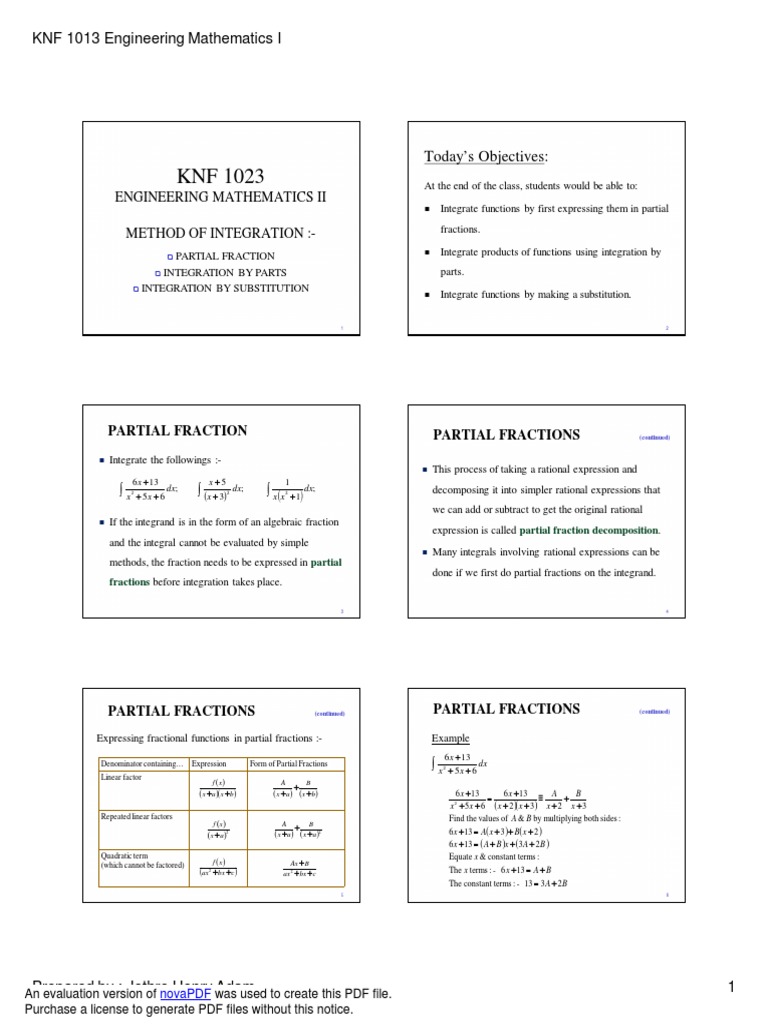 Engineering Mathematics Ii Method of Integration | PDF | Fraction ...