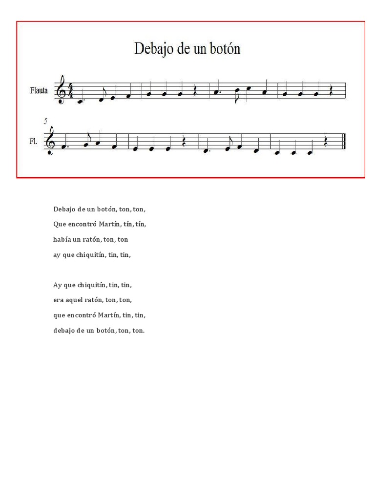 Partitura y Acordes de "Debajo de un Botón" | PDF | Canciones | Ritmo
