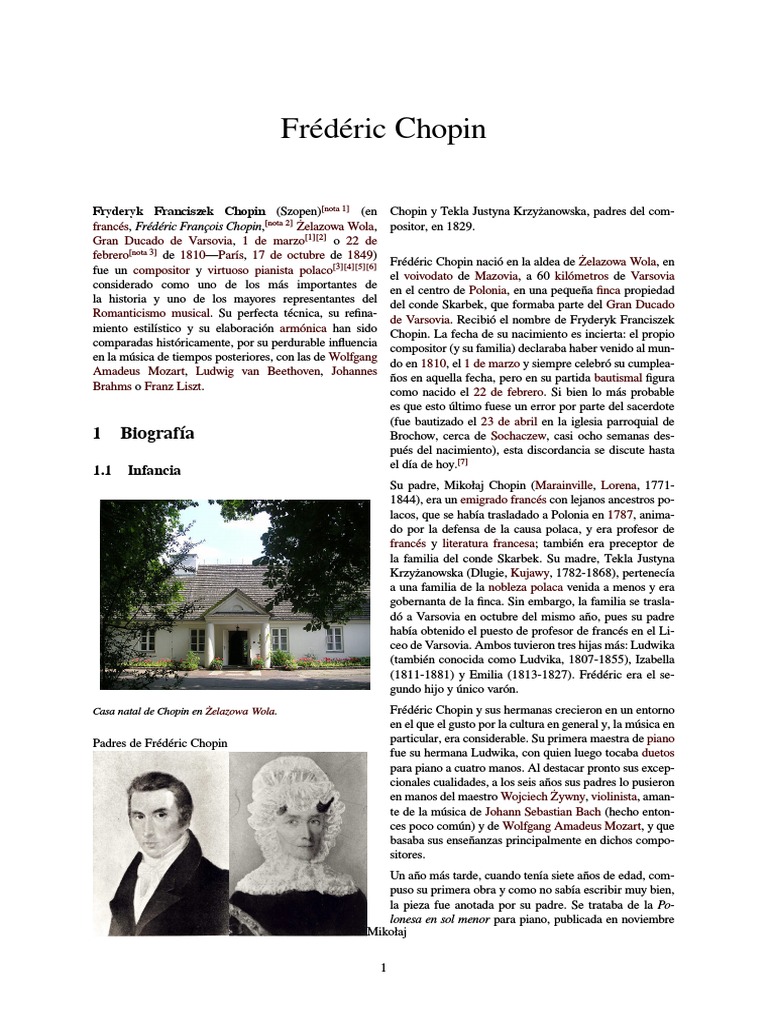 Frédéric Chopin Bio | PDF | Federico Chopin | Franz Liszt