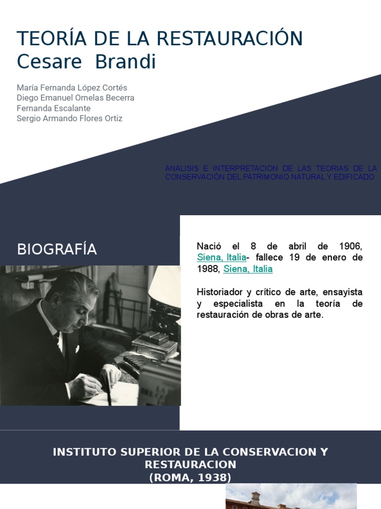Teoría de la Restauración de Brandi | PDF | Science | Ciencia filosófica