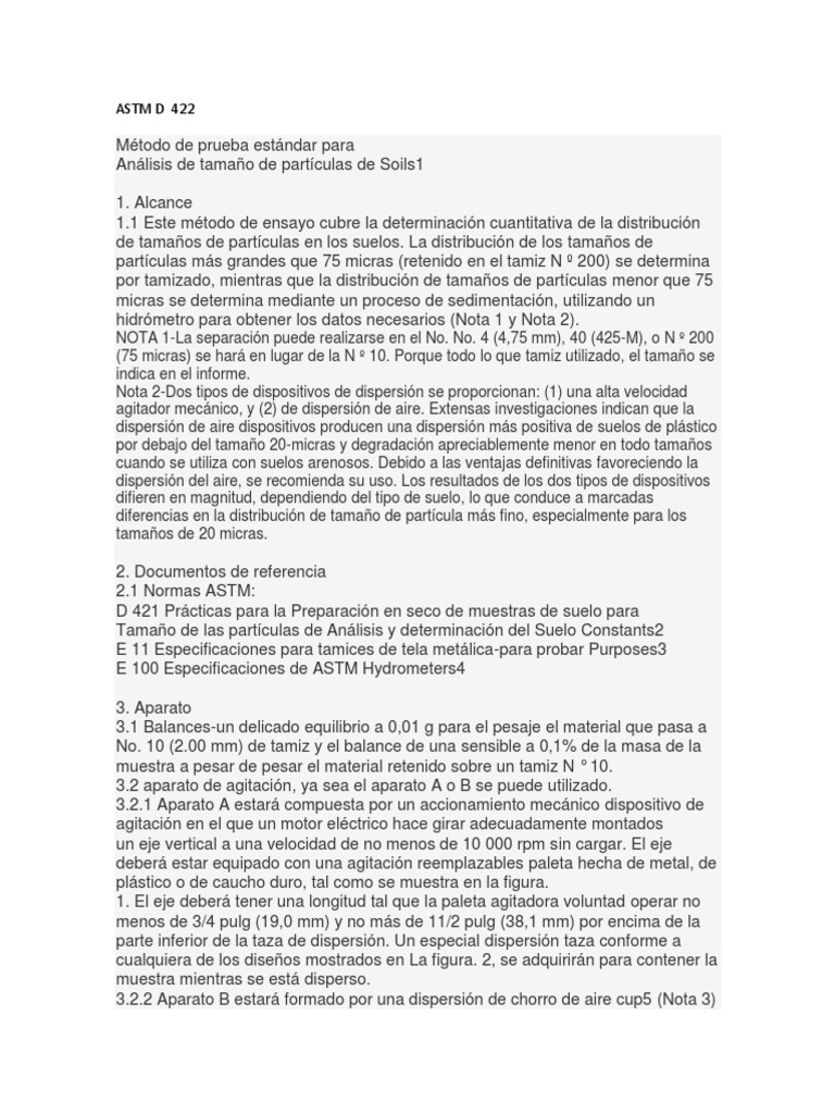 Astm D 422 | PDF | Agua | Líquidos