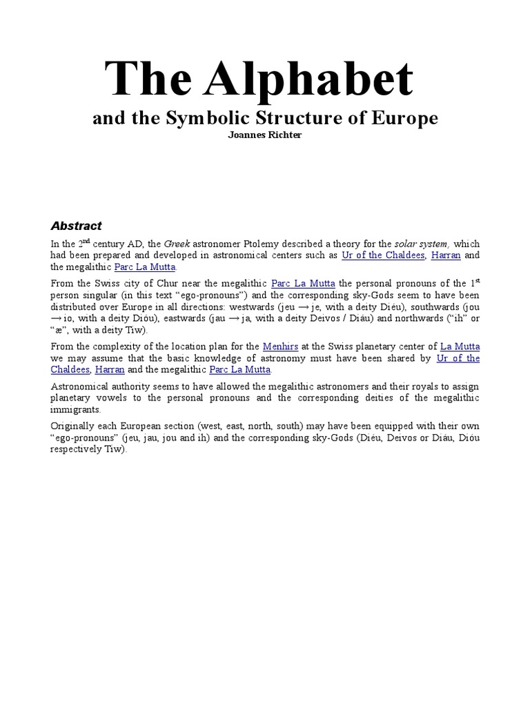 The Alphabet and The Symbolic Structure of Europe | PDF
