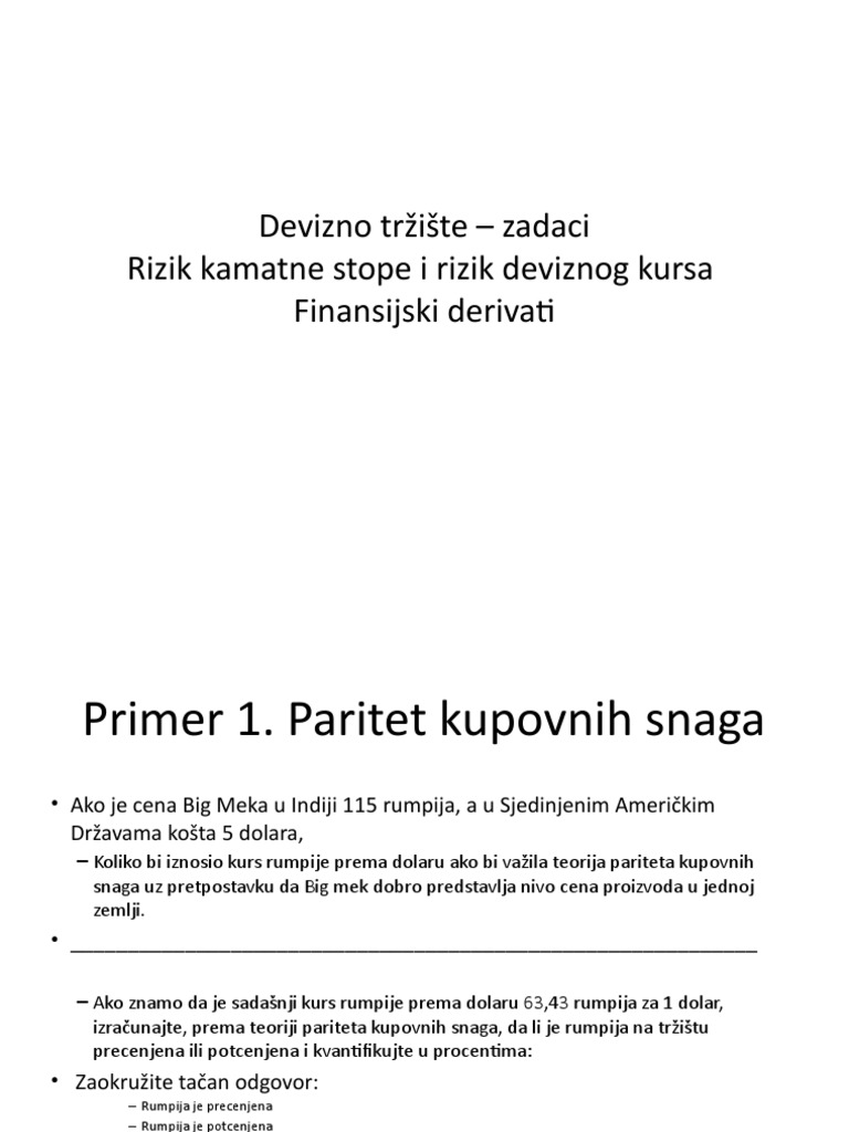 Uvod U Finansije Devizno Tržište - Zadaci | PDF