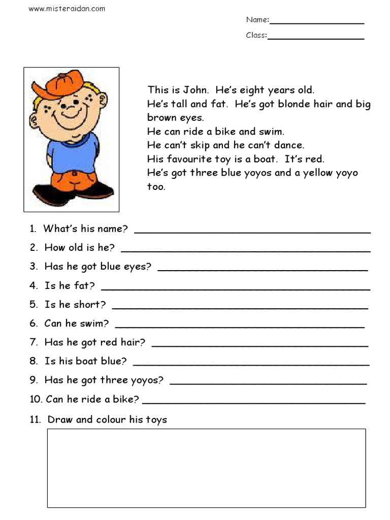 John: A Reading Comprehension Exercise | PDF | Self-Improvement