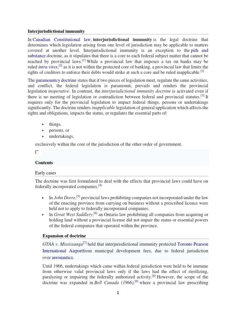 Canadian Constitutional Law Pith and Substance: Intra Vires | PDF ...