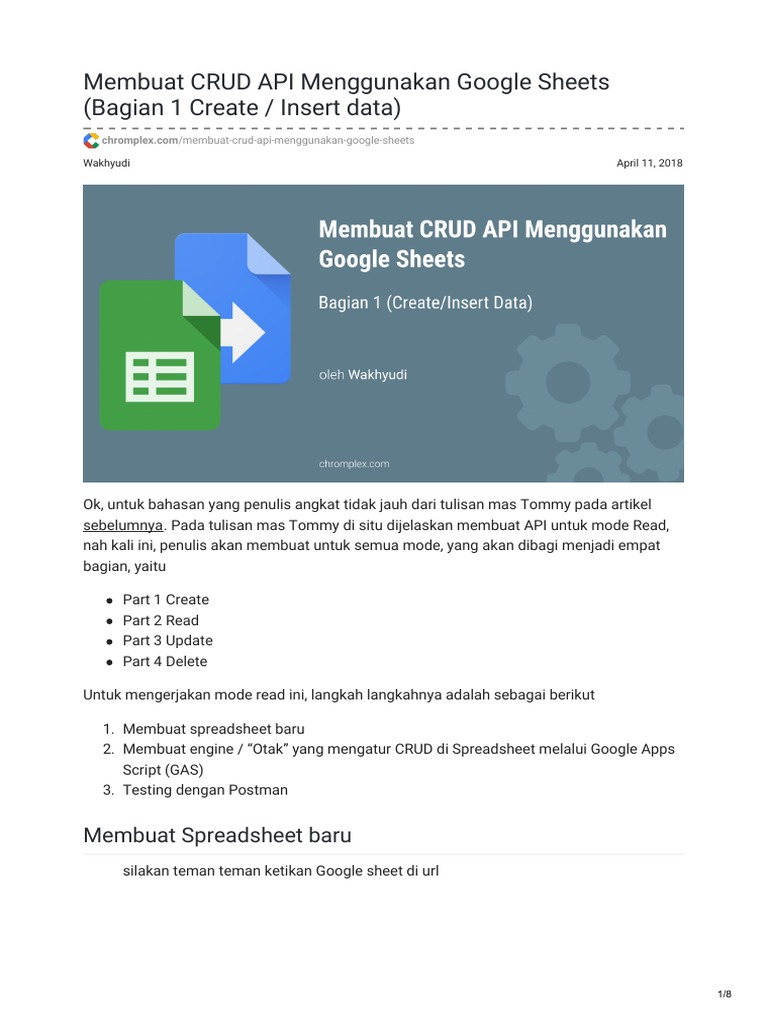 Membuat CRUD API Menggunakan Google Sheets Bagian 1 Create Insert Data ...