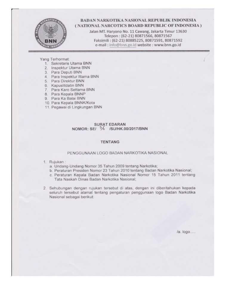 Contoh Surat Edaran Penggunaan Logo | PDF
