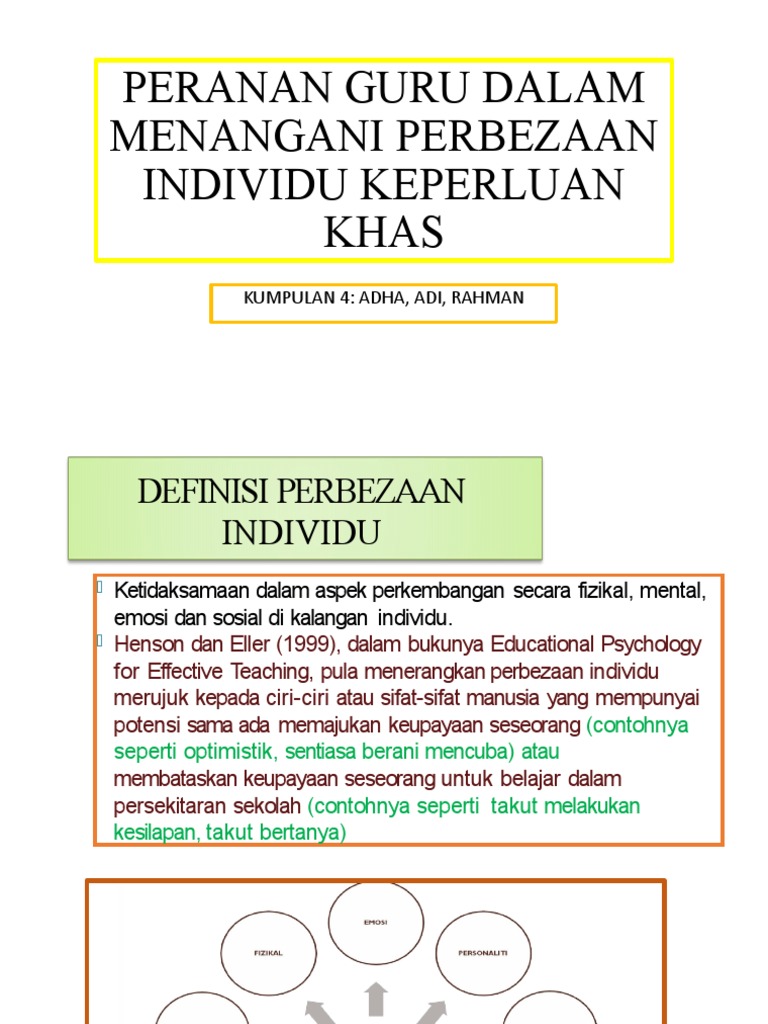 Peranan Guru Dalam Menangani Perbezaan Individu Keperluan Khas | PDF