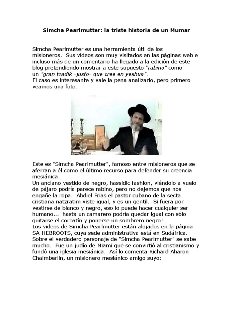Simcha Pearl Mutter La Verdadera Historia Del Apostata | PDF | Kábala ...
