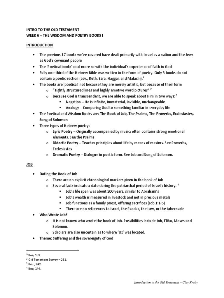 Old Testament Class 6 The Wisdom Poetry Books 1 | PDF | Book Of Job ...