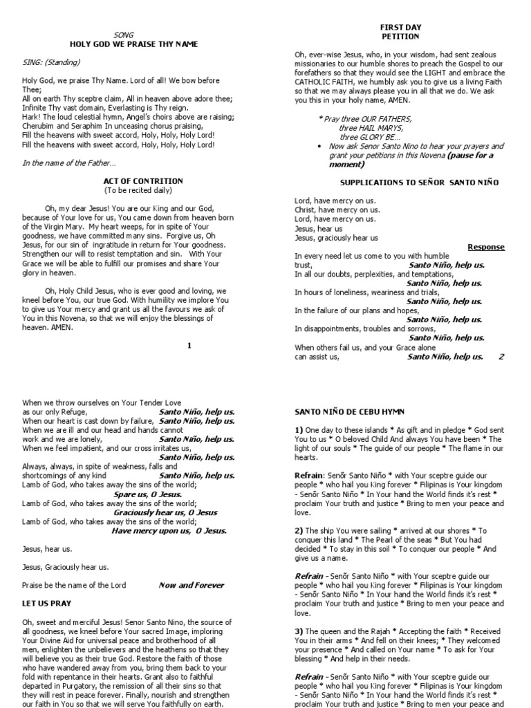 Novena to Santo Niño Guide | PDF | Lord's Prayer | Prayer