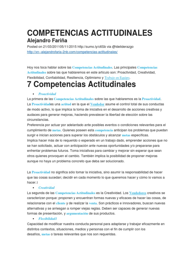 Competencias Actitudinales | PDF | Plan de estudios | Aprendizaje