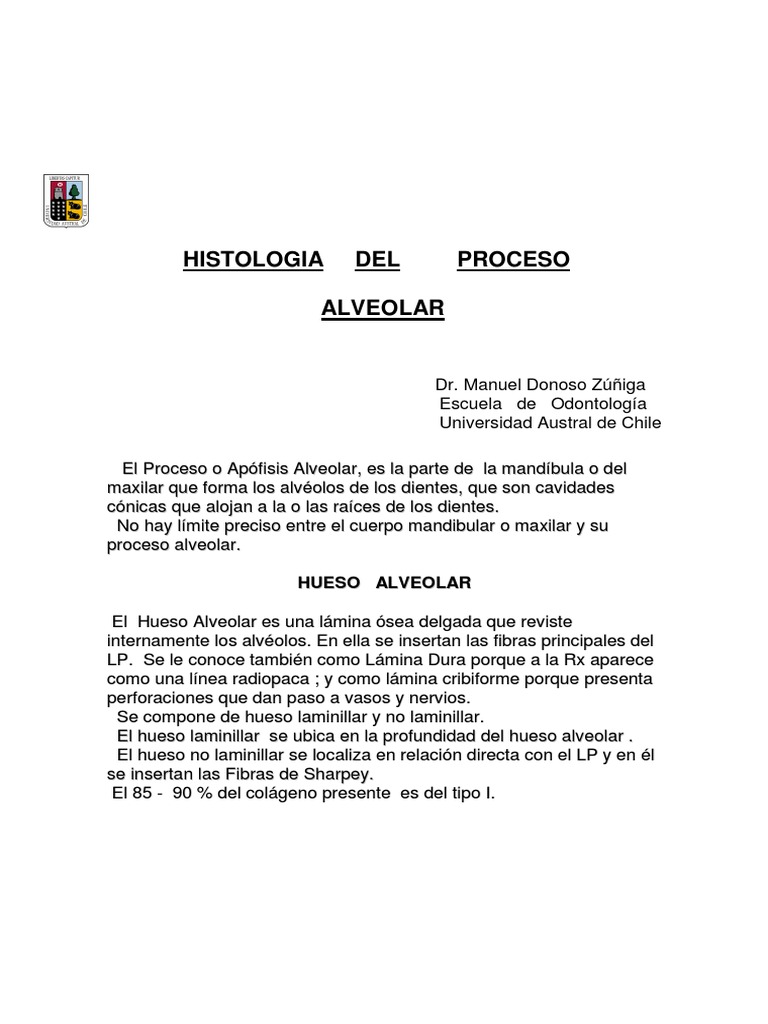 Apuntes de Proceso Alveolar | PDF | Hueso | Anatomía humana