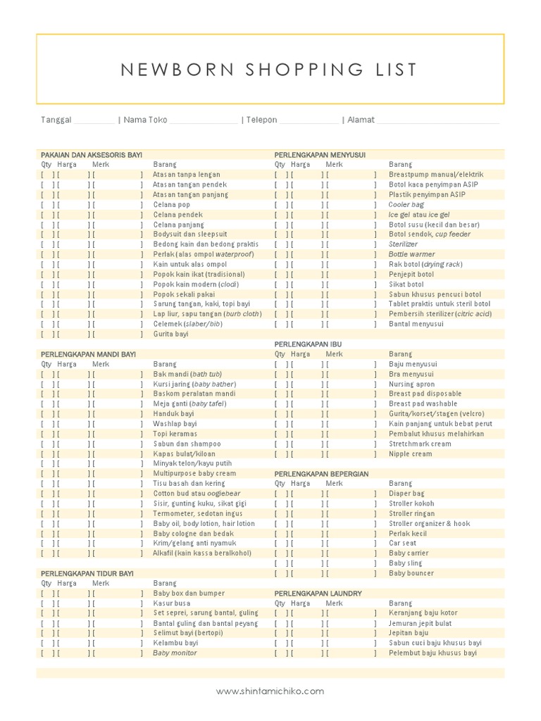 Newborn Shopping List Guide | PDF