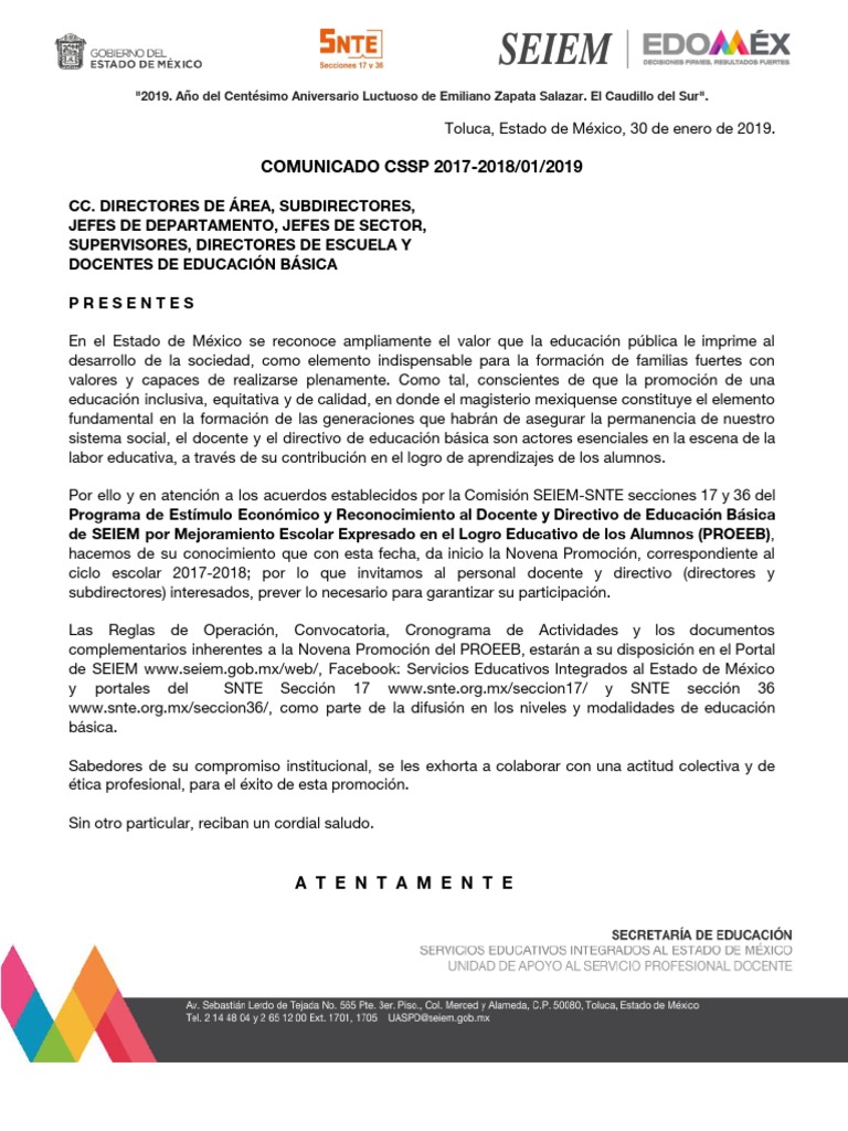 Comunicado | PDF | Educación primaria | Maestros