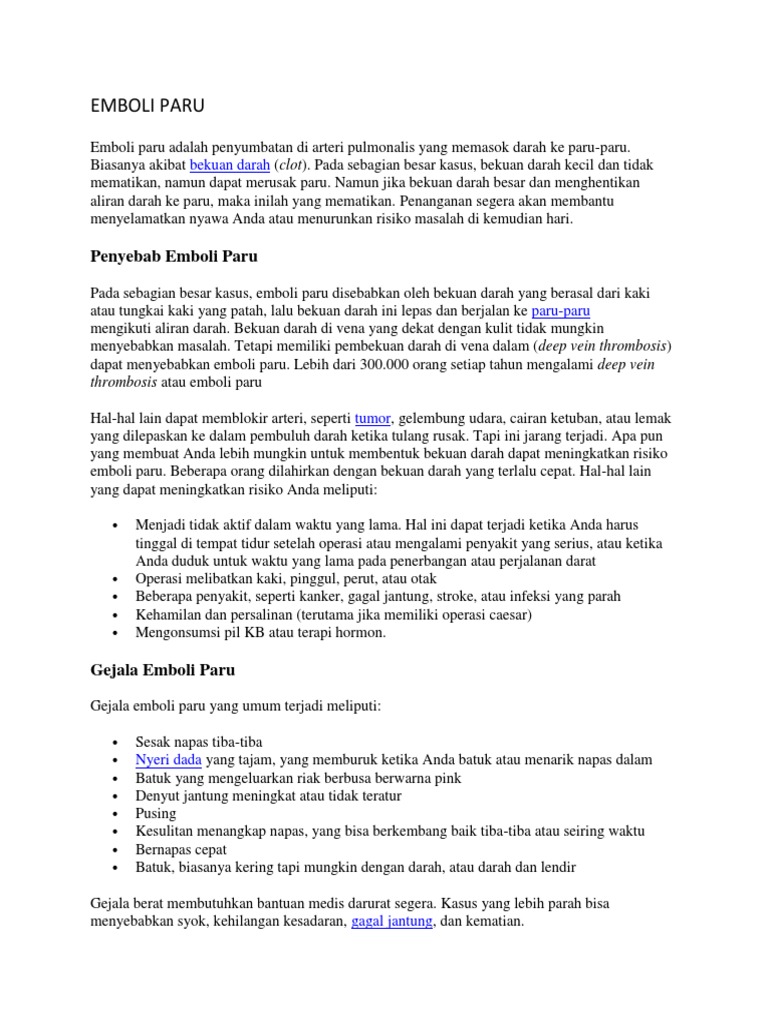 Emboli Paru | PDF