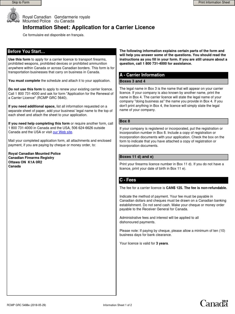 Carrier Licence Application Guide | PDF | Address (Geography) | Shotgun