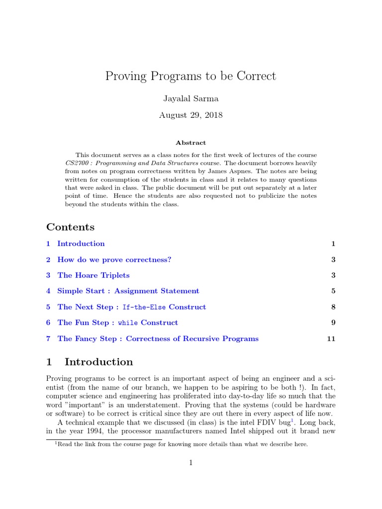 Program Correctness PDF | PDF | Programming Language | Control Flow