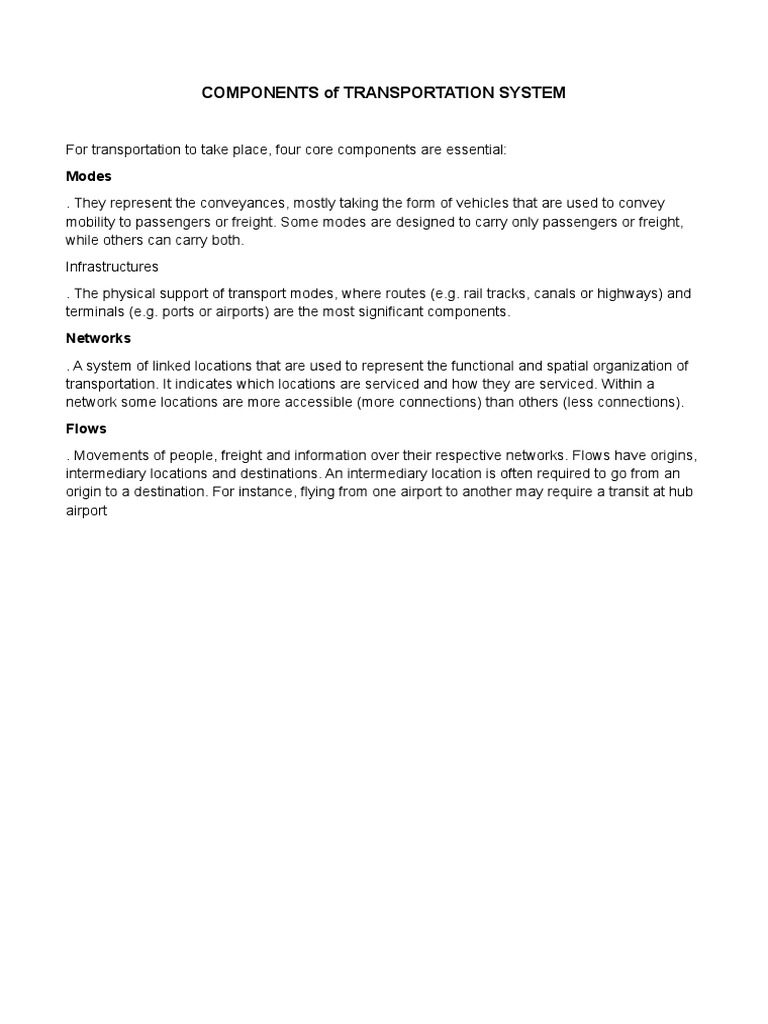 Components of Transportation System | PDF | Mode Of Transport | Public ...