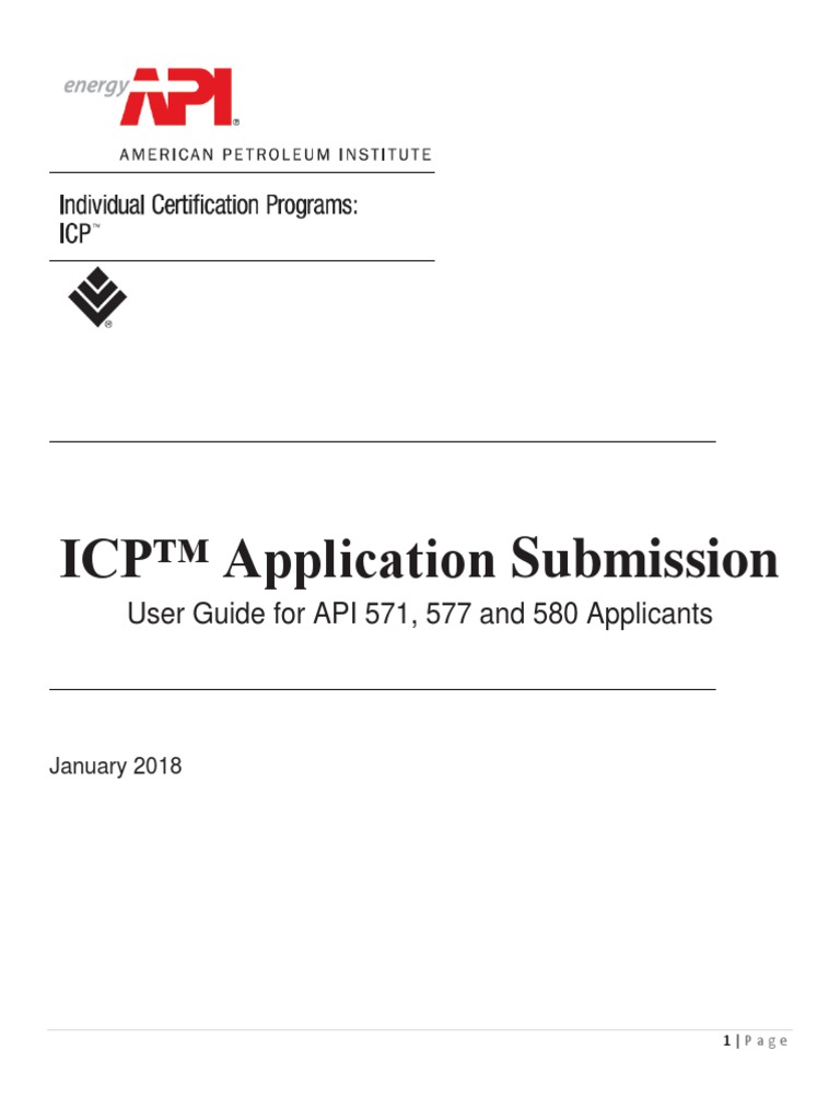 ICP™ Application Submission: User Guide For API 571, 577 and 580 ...