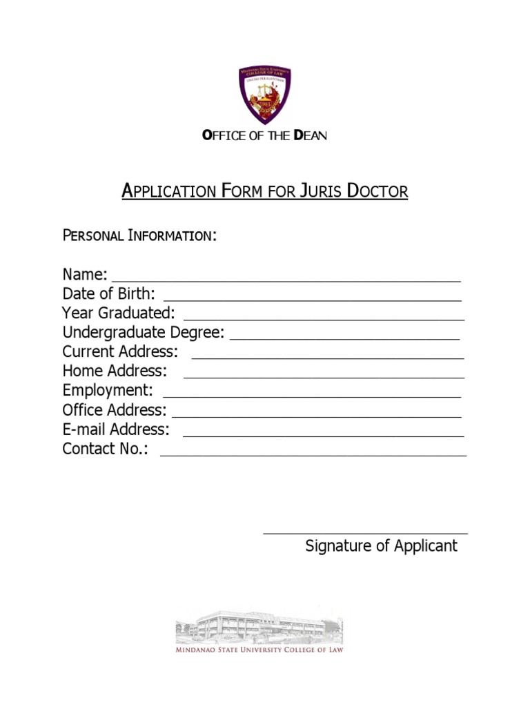 MSULaw JD ApplicationForm | PDF | Social Science