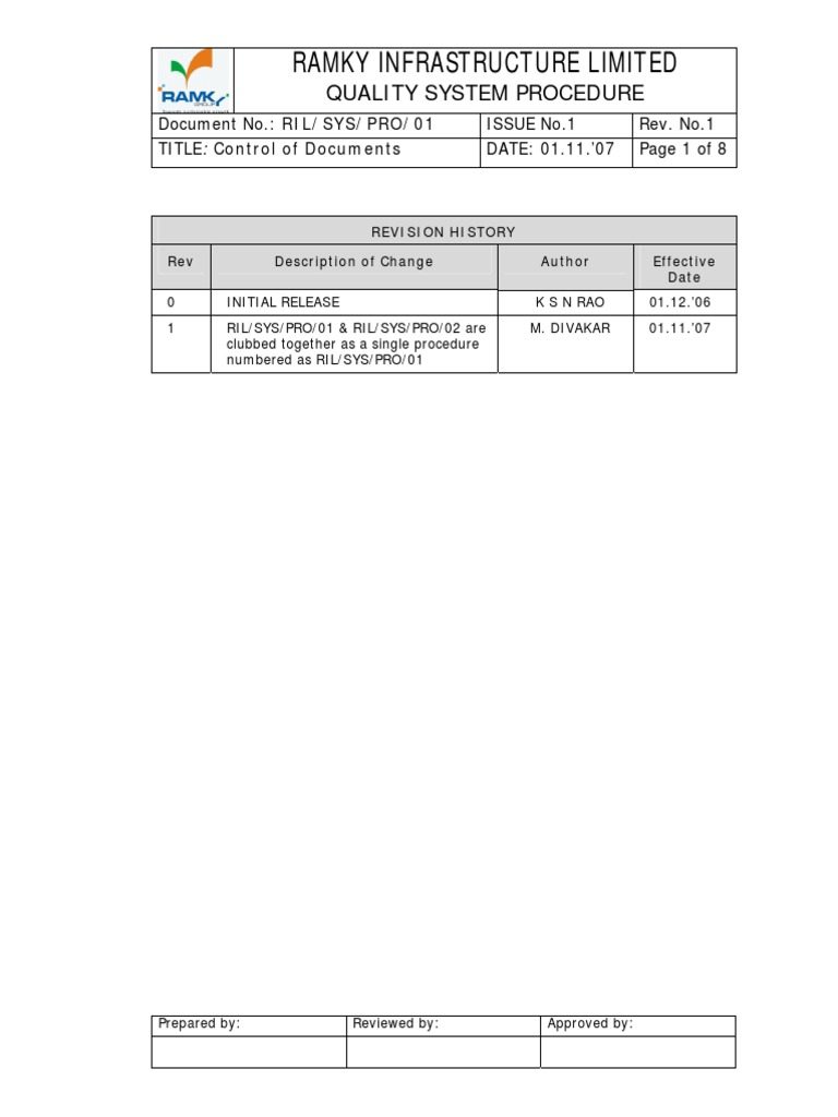 Control of Documents | Download Free PDF | Quality Management System ...
