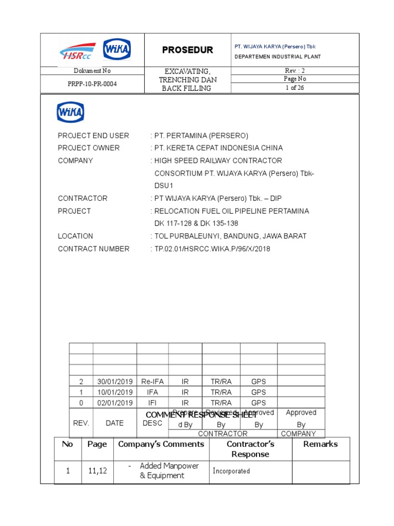 PRPP-10-PR-0004 Trenching & Back Filling Procedure Rev 1 | PDF