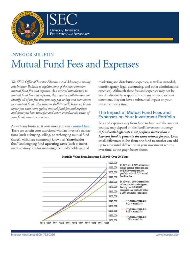 Mutual Fund Fees and Expenses Explained | PDF | Mutual Funds ...
