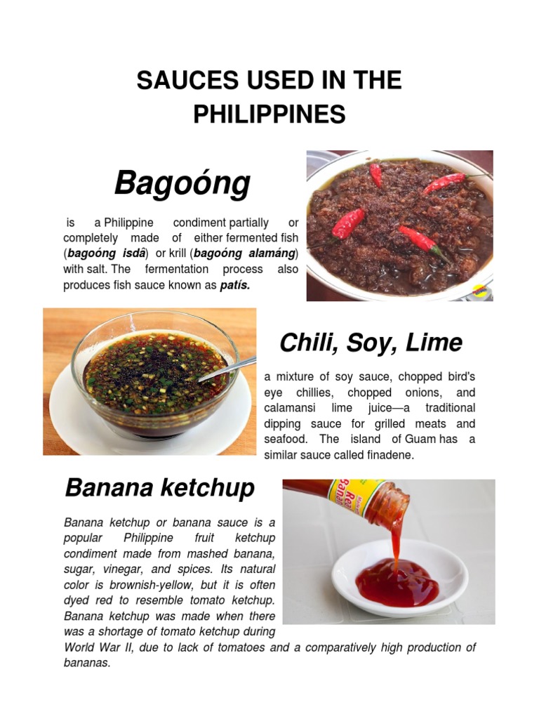 Sauces Used in The Philippines | PDF | Pesto | Asian Cuisine