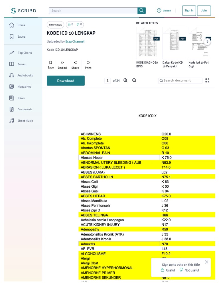 Kode Icd 10 Lengkap | PDF