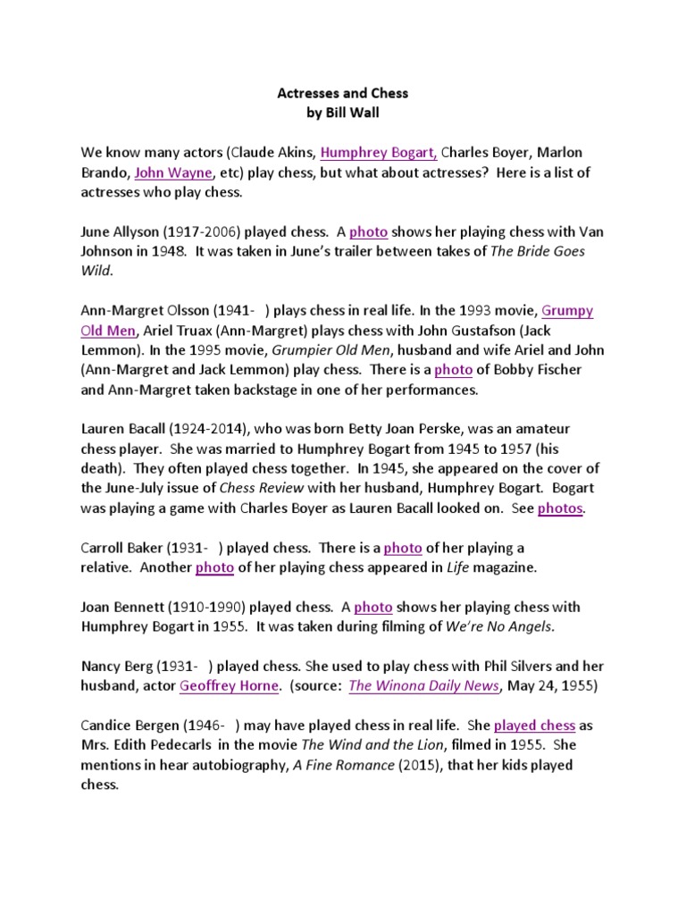 Actresses and Chess | PDF | Marilyn Monroe | Leisure