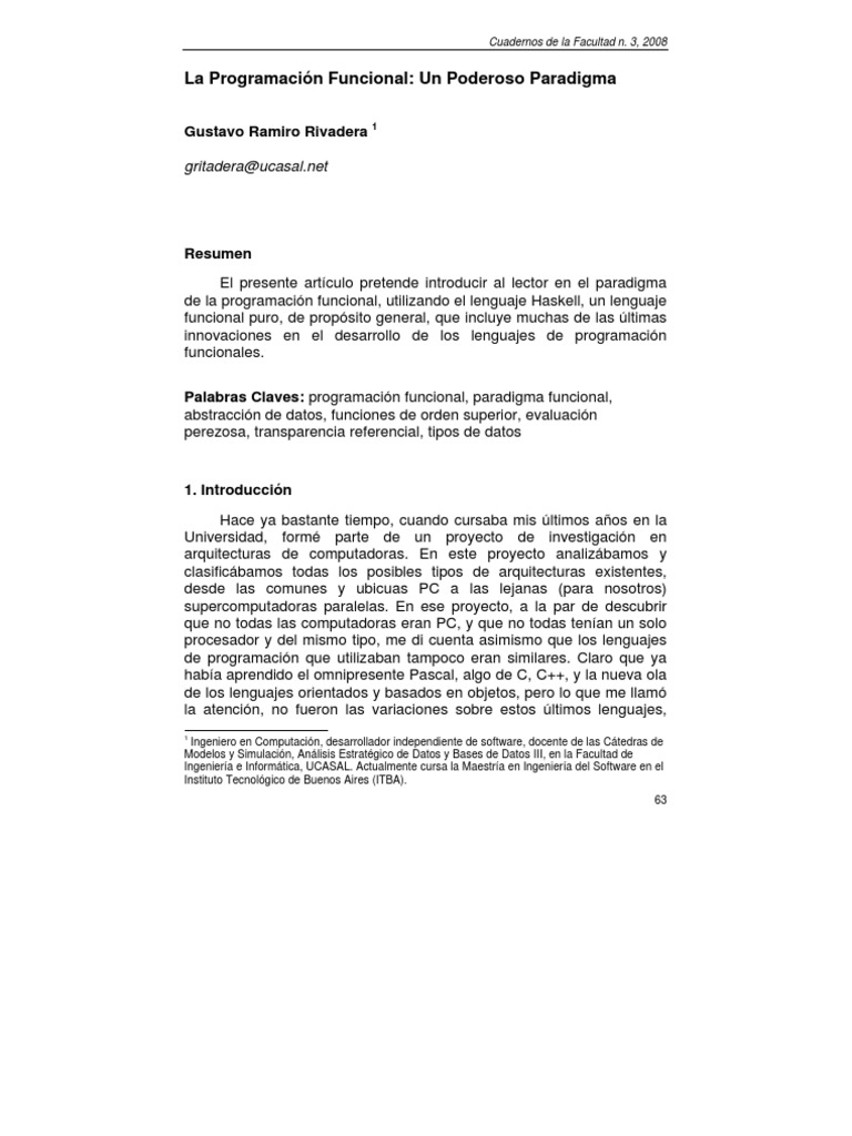 Paradigma Funcional | PDF | Programacion Funcional | Lenguaje de ...