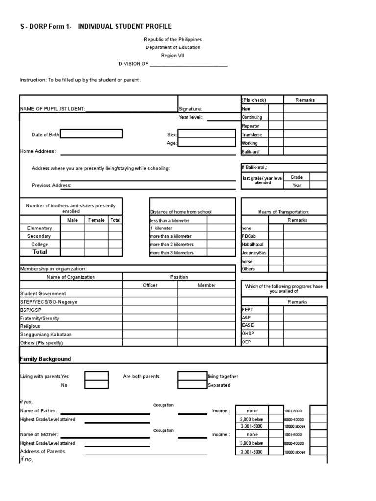 Dorp Complete New Forms | PDF | Family | Behavioural Sciences