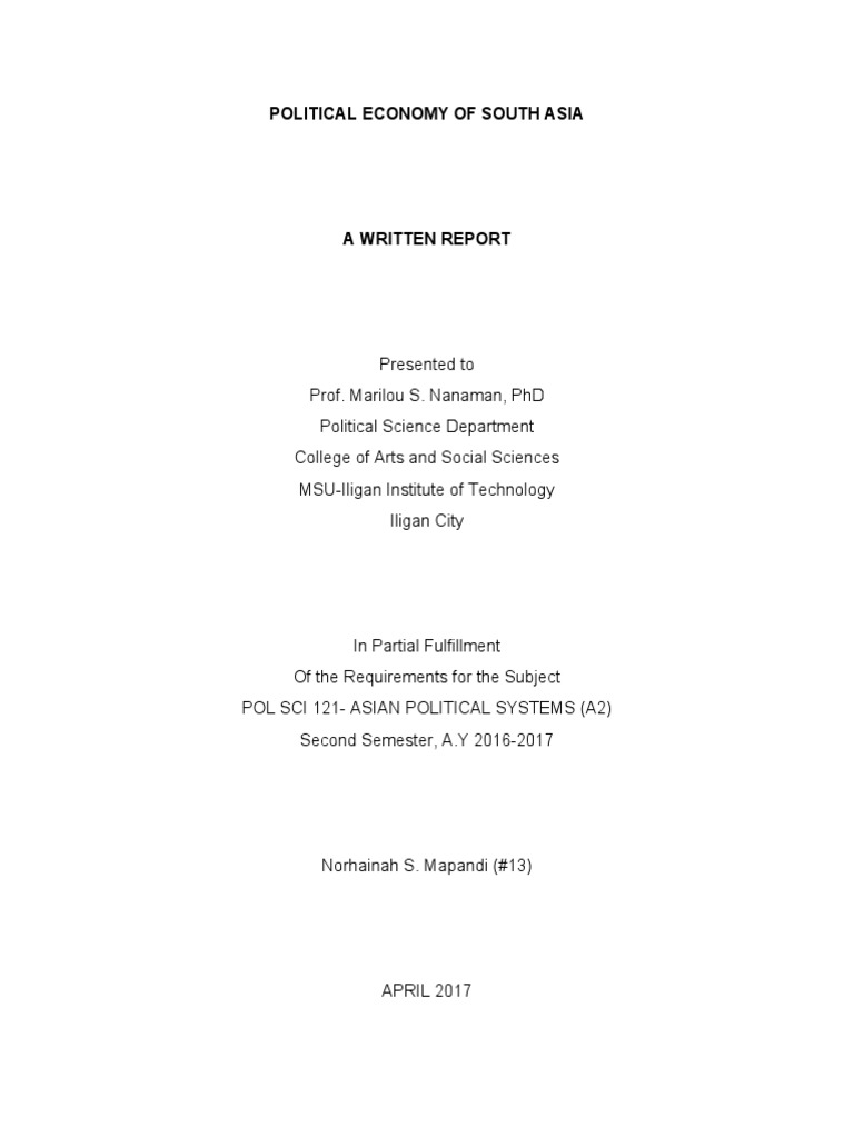 Title Page (Political Economy) | PDF
