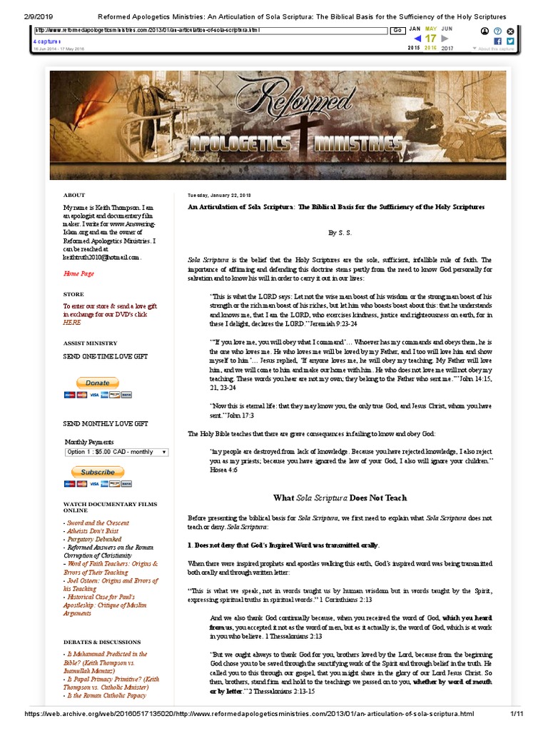 Sola Scriptura: Biblical Sufficiency Explained | PDF | Sola Scriptura ...