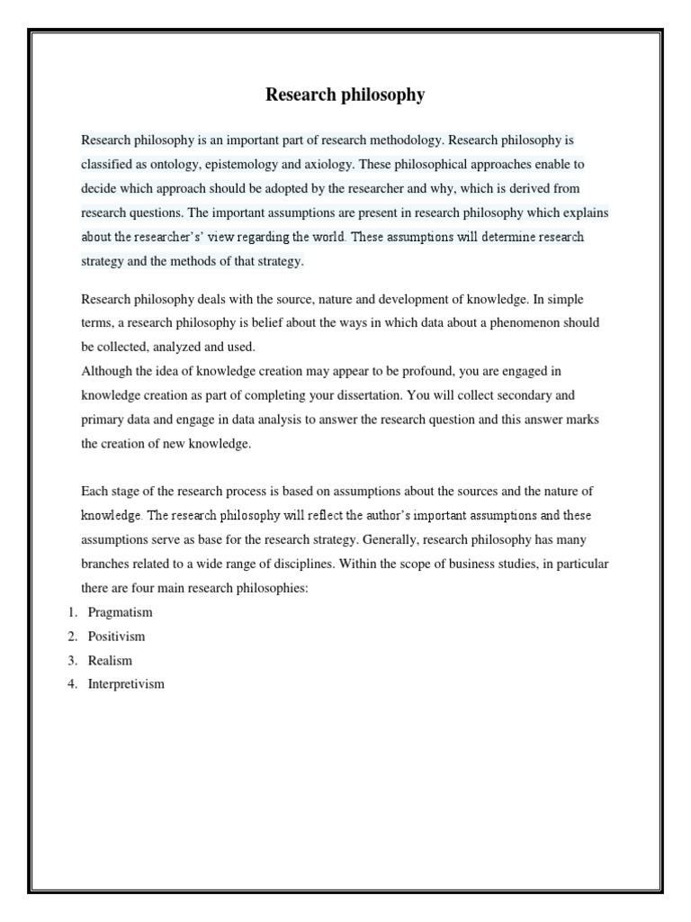 Research Philosophy | PDF | Positivism | Quantitative Research