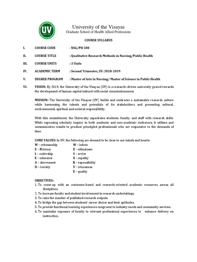 Qualitative Research Methods Syllabus | PDF | Qualitative Research ...