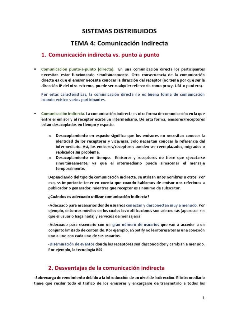 Comunicación Indirecta en Sistemas Distribuidos. | PDF | Red de ...