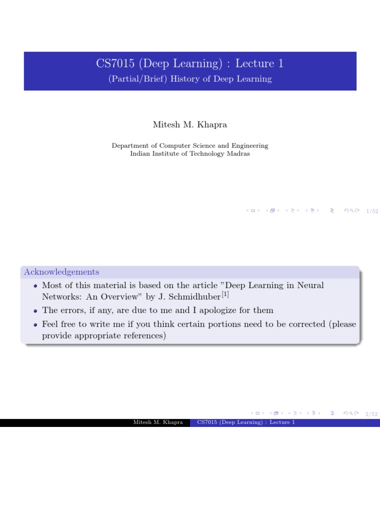 CS7015 (Deep Learning) : Lecture 1 | Download Free PDF | Artificial ...
