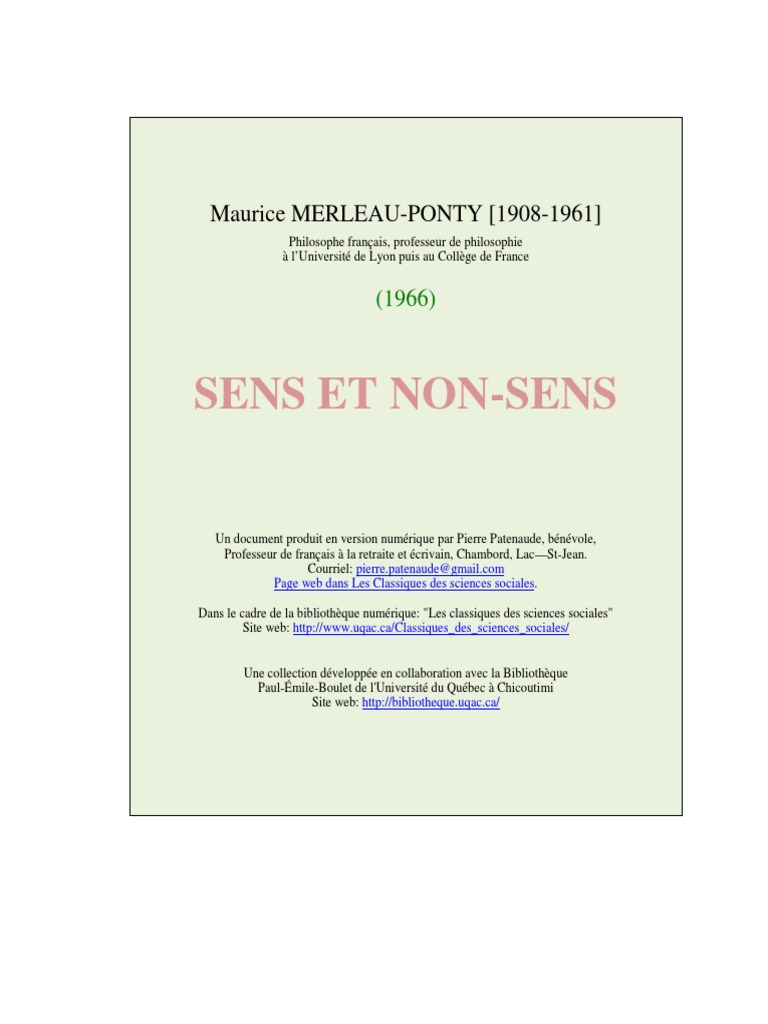 Sens Et Nonn-Sens | PDF
