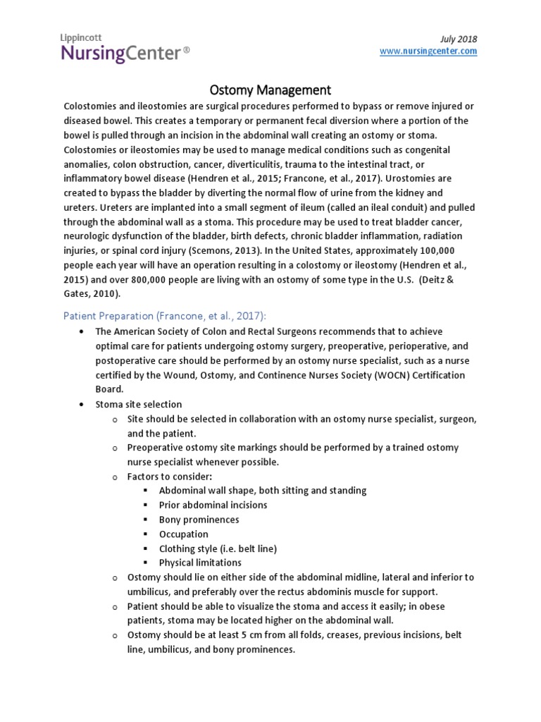Ostomy Management PDF | PDF | Gastroenterology | Medicine
