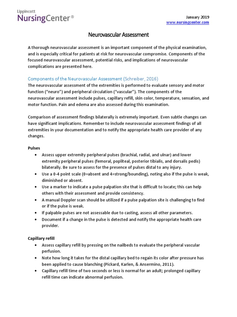 Neurovascular Assessment PDF | PDF | Paresthesia | Pulse
