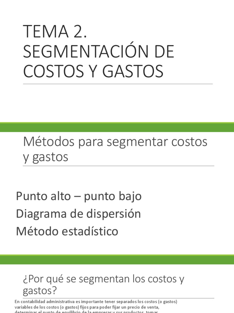 Tema 2. Segmentación de Costos Explicado | PDF | Presupuesto | Business