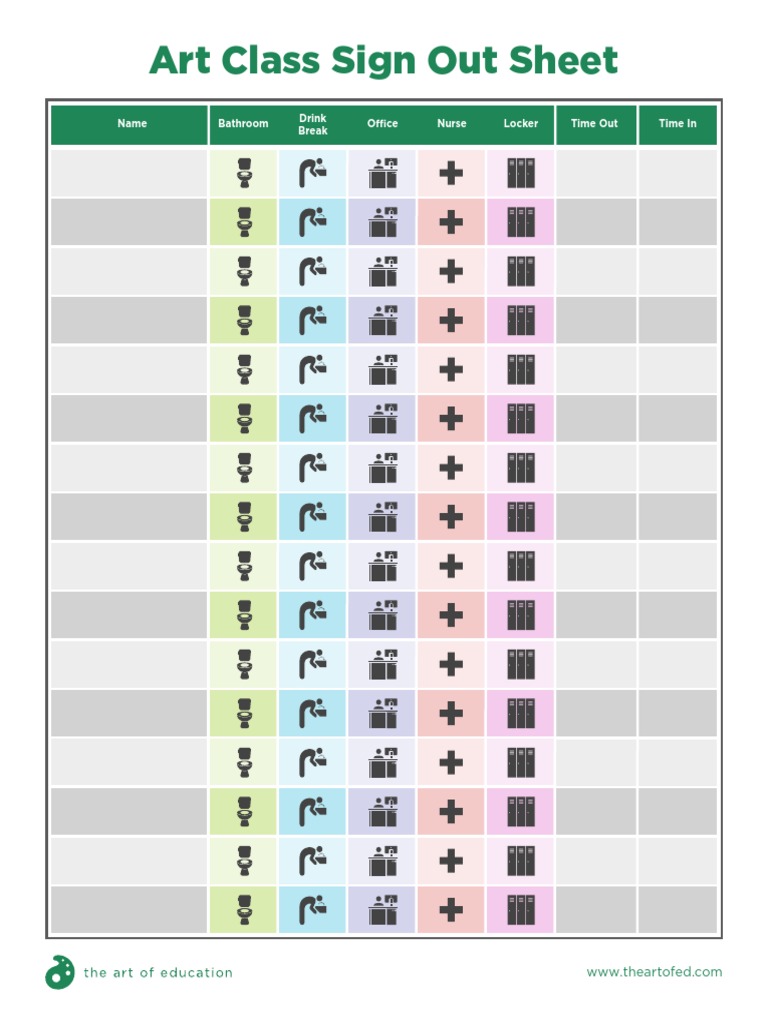 Art Class Sign Out Sheet | PDF