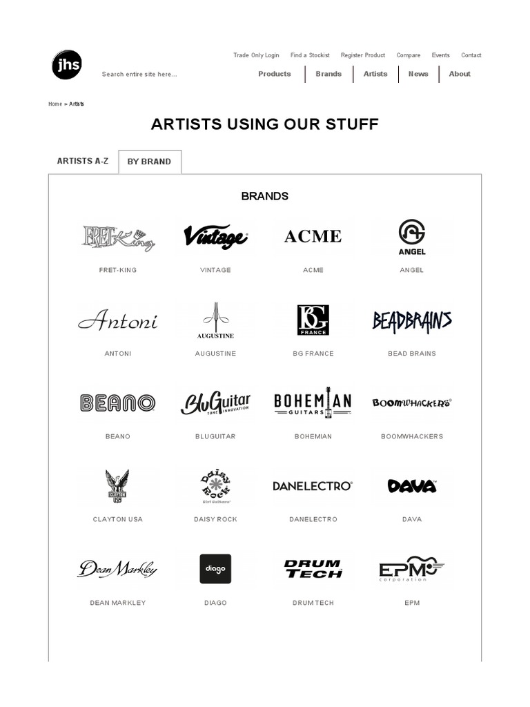 Artists Using Our Stuff: Brands | PDF | Musical Instruments | Celtic ...